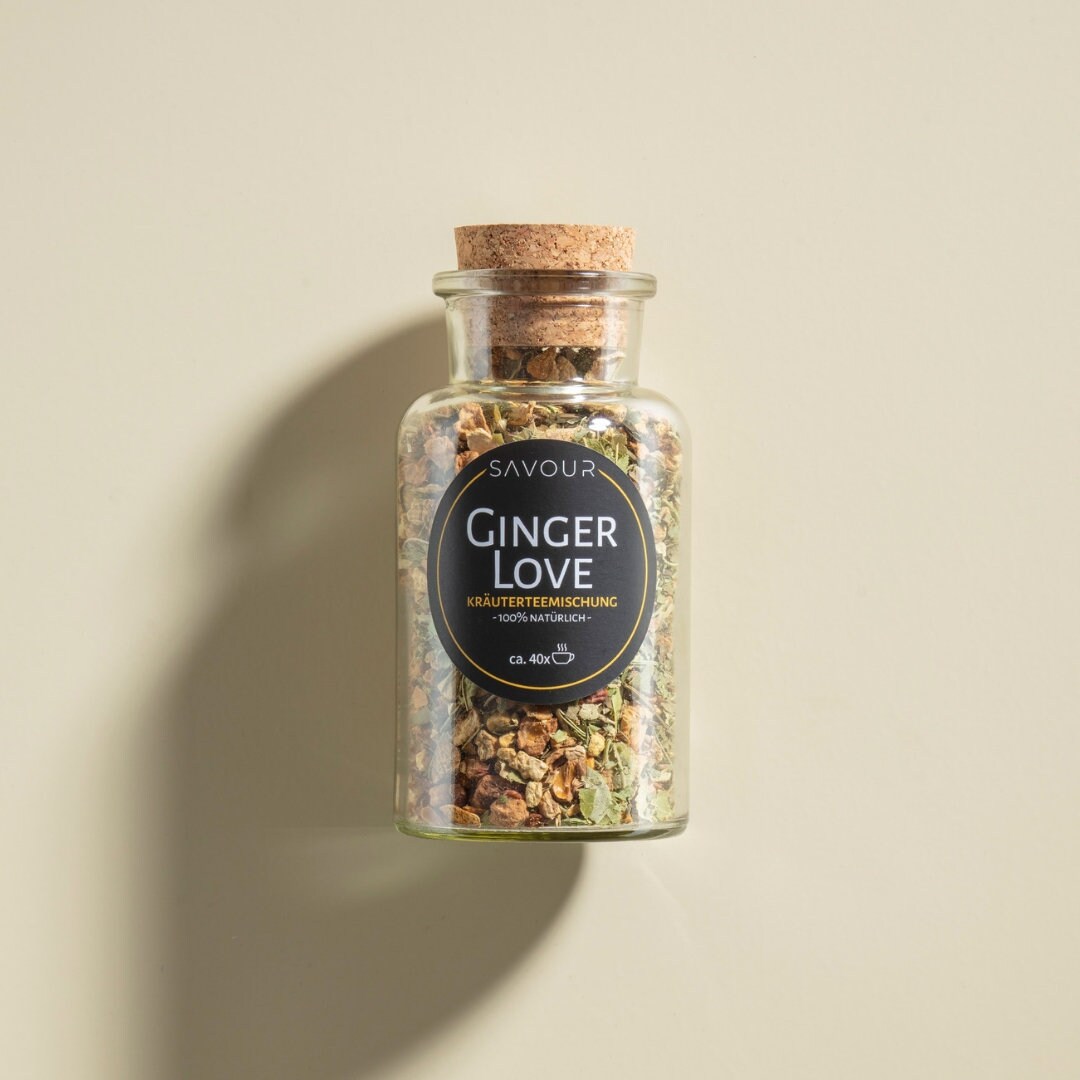 Herbal Tea Ginger Love I Loose Ginger Tea in a Cork Glass Gift ...