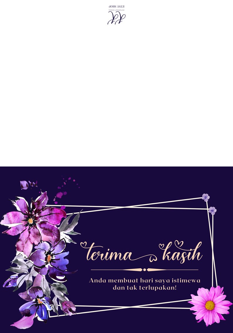 Terima Kasih Card / Indonesian Thank You Card / Bridal Shower Card ...