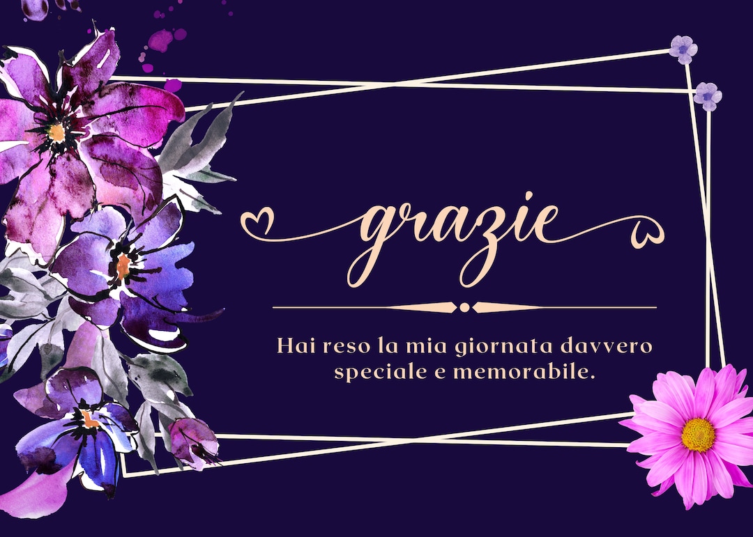 Grazie Card: Italian Floral Thank You (PDF) - Etsy