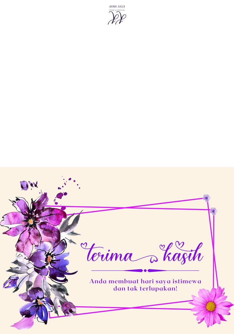 Terima Kasih Card / Indonesian Thank You Card / Bridal Shower Card ...