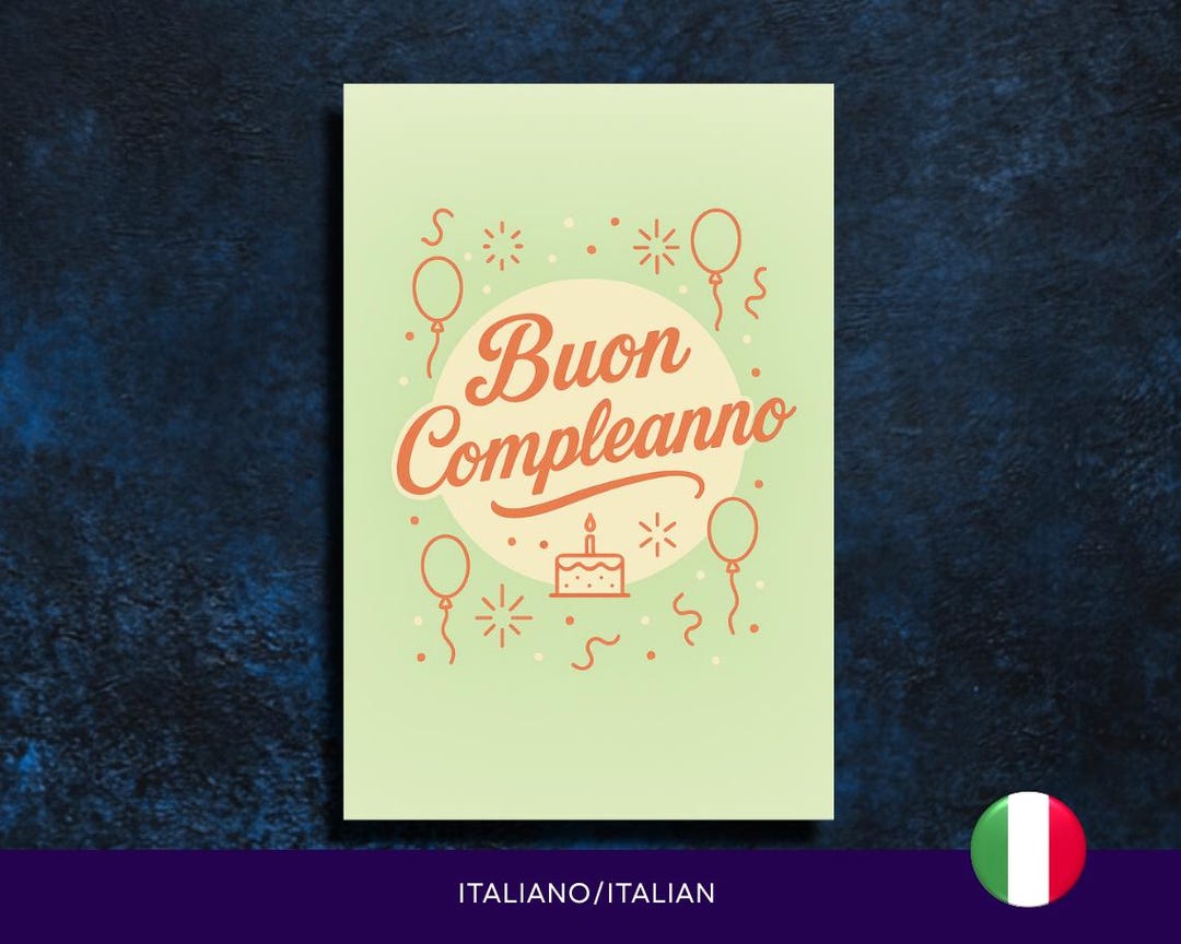 Buon Compleanno Card: Italian Birthday Printable (digital Download ...