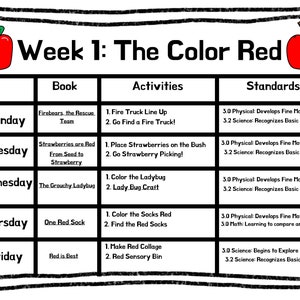 6 Week Tot School Colors of the Rainbow Curriculum + Activities; Red ...
