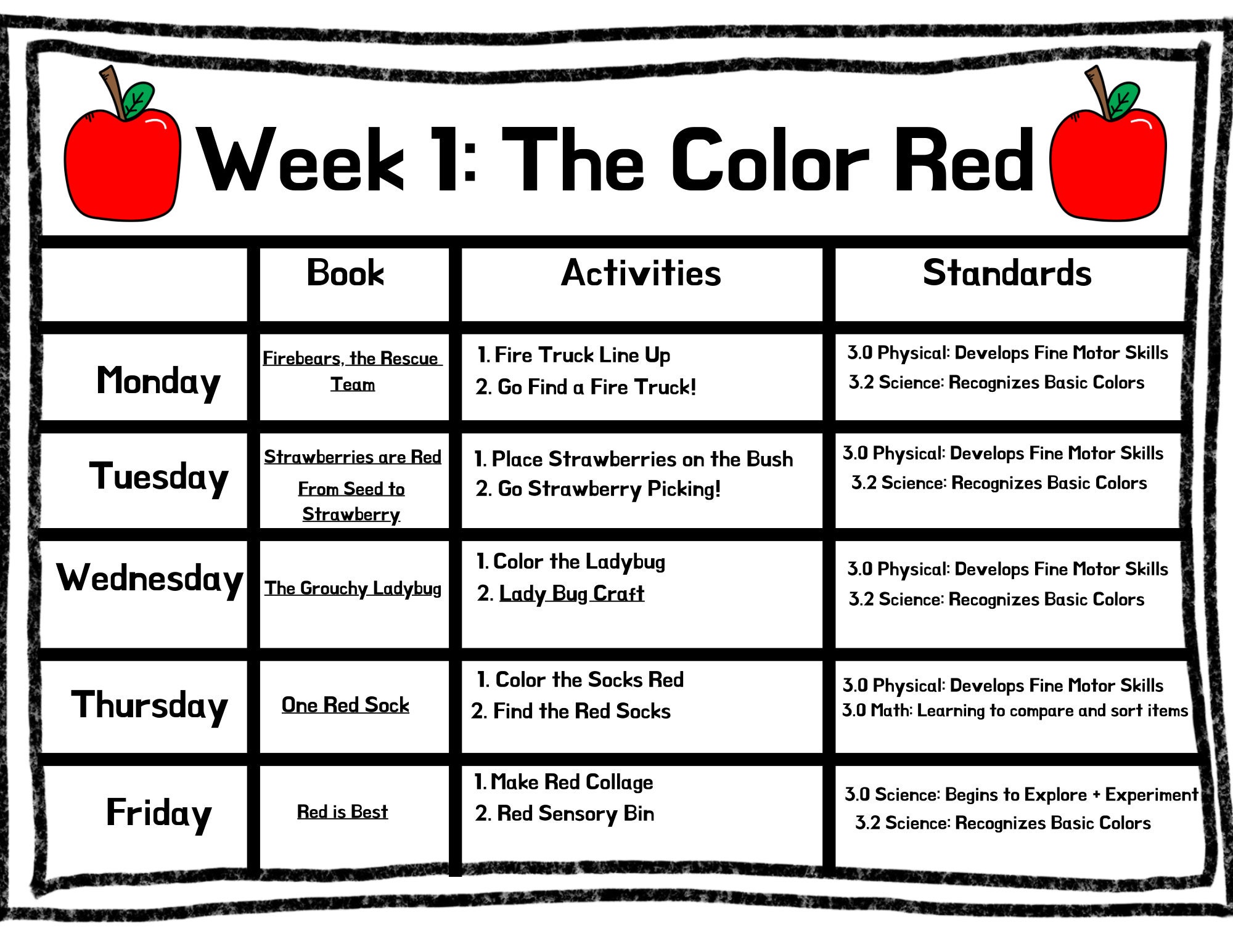 6 Week Tot School Colors of the Rainbow Curriculum + Activities; Red ...