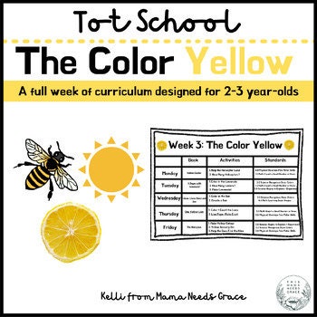 Tot School: the Color Yellow Week of Curriculum for 2-3 Year Olds - Etsy