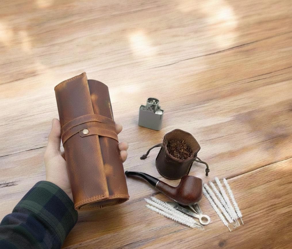 4-in-1 Leather Pipe Smoking Kit Organizer | All-in-one Tobacco Pouch ...