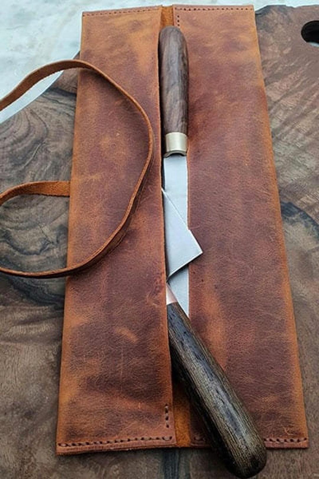 Leather Double Knife Holder, Chef Knife Roll - Etsy