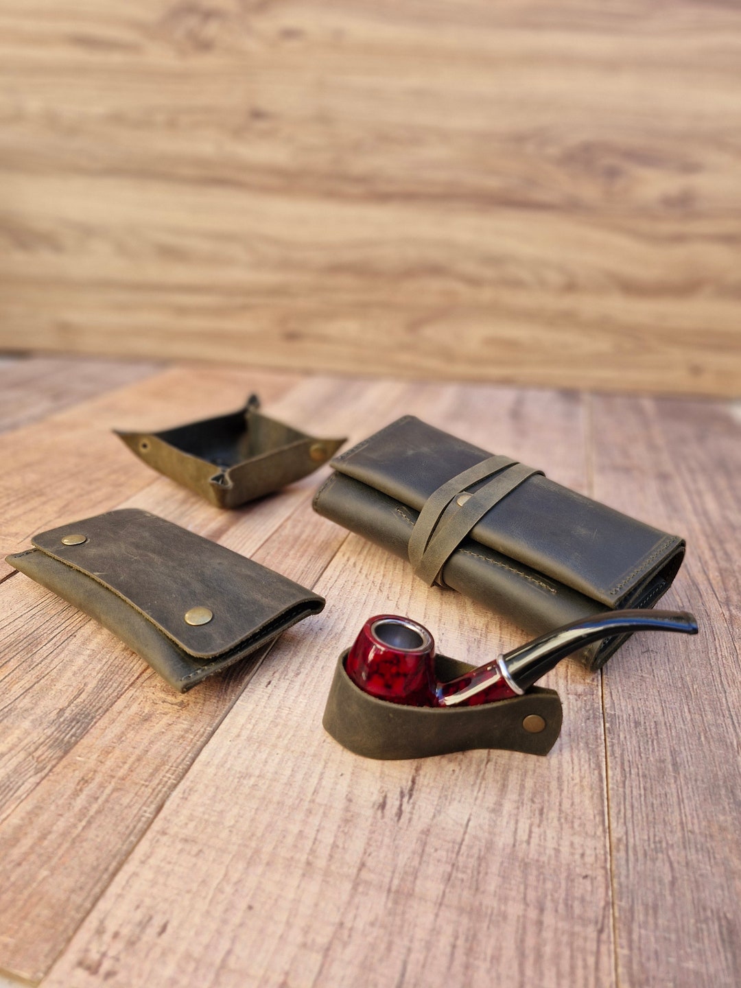 Leather Pipe Roll Single Pipe Case, Pipe Pouch, Pipe Tobacco Case - Etsy