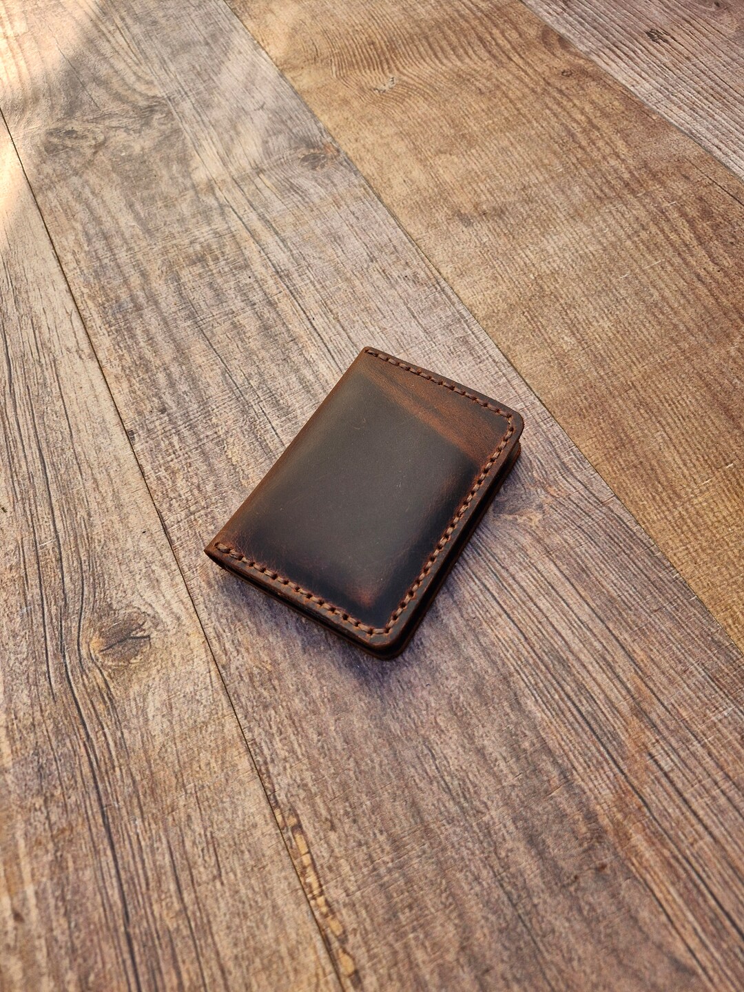 Handmade Leather Bifold Card Holder, Front Pocket Wallet, Personalized ...