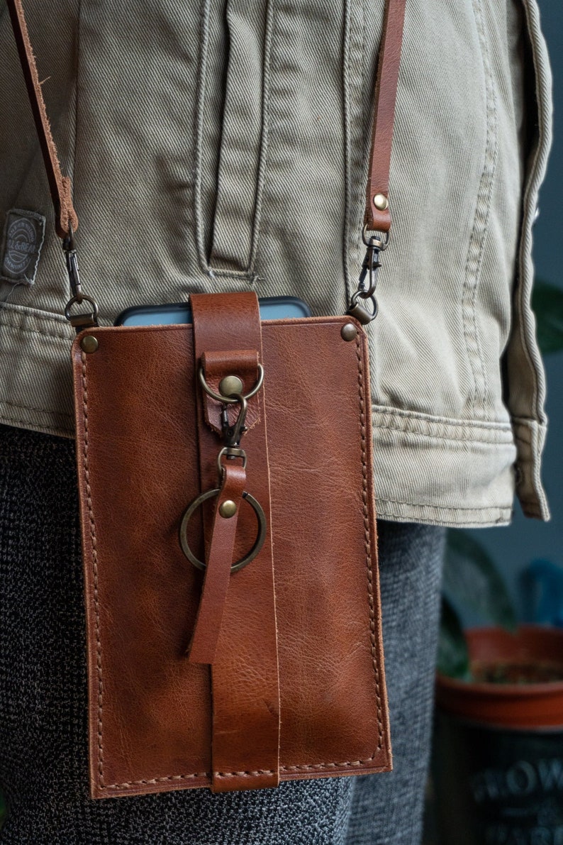 Leather Cell Phone Crossbody Bag: Tan iPhone Purse - Etsy