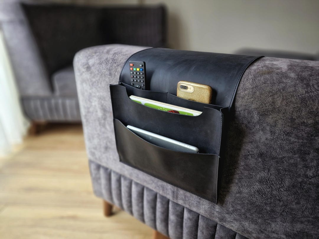 Leather Sofa Armrest Organizer, Remote Control, Book, Magazine, İpad ...