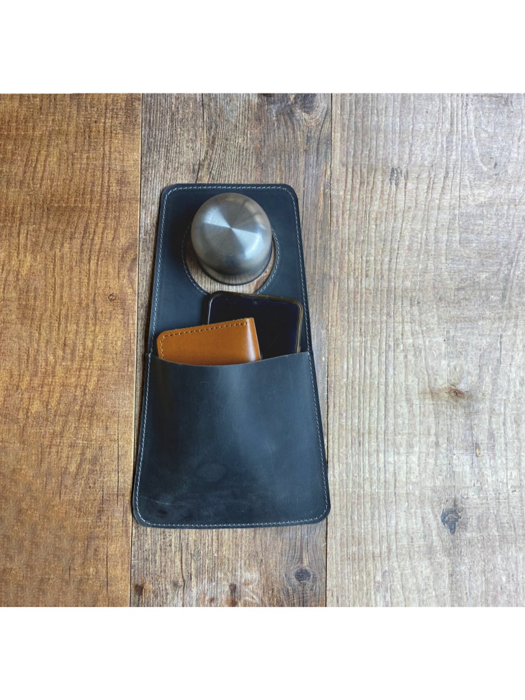 Leather Wall Pocket, Door Knob Pocket, Leather Travel Organizer, Mobile ...