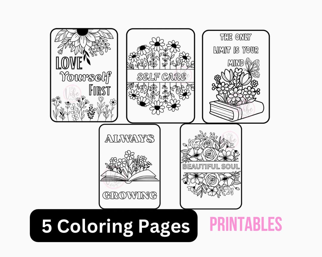 5 Printable Adult Coloring Pages,inspirational Coloring Packet,coloring ...