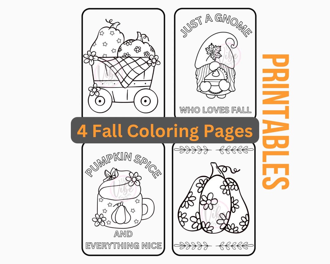 4 Printable Fall Coloring Pages,pumpkin Coloring Packet,coloring Pages ...
