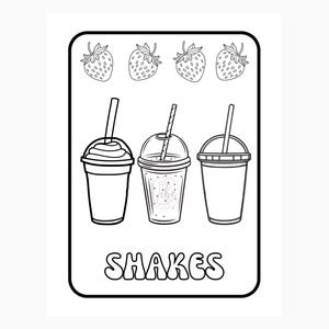 Printable Drinks Coloring Pages Packet,coffee/boba Tea/shakes Coloring ...