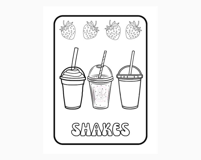 Printable Drinks Coloring Pages Packet,coffee/boba Tea/shakes Coloring ...