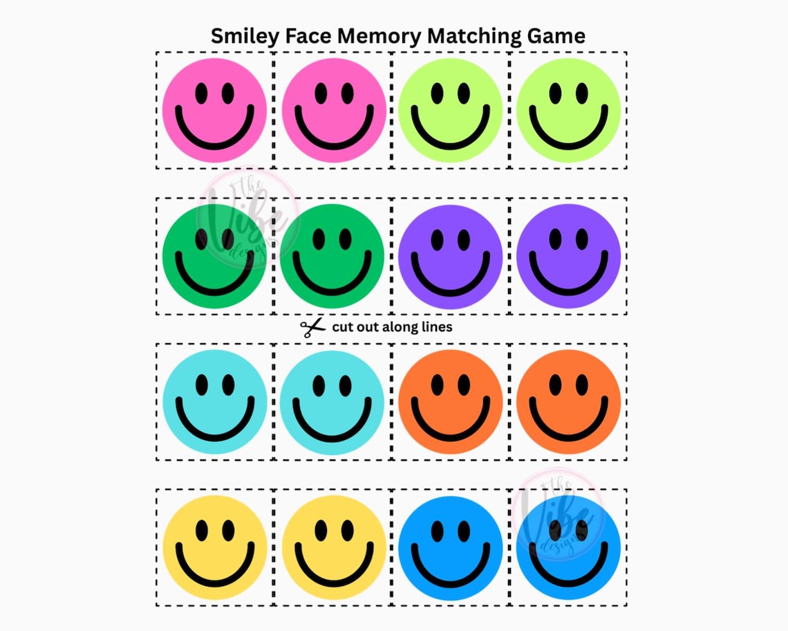 Matching Game for Kids, Smiley Face Matching Activity, Color Matching ...