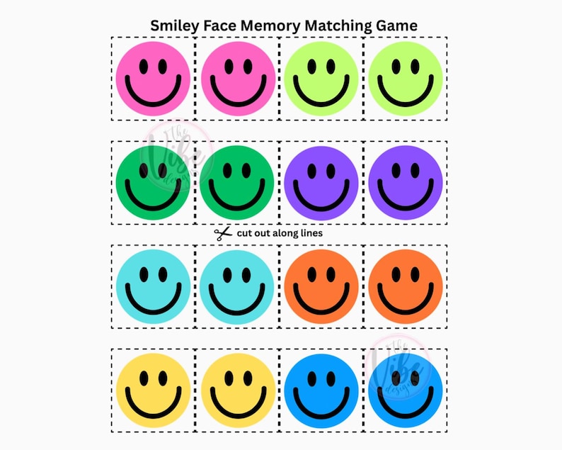 Matching Game for Kids, Smiley Face Matching Activity, Color Matching ...