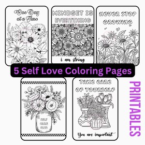 5 Printable Self Love Coloring Pages, Positive Coloring Packet,self ...