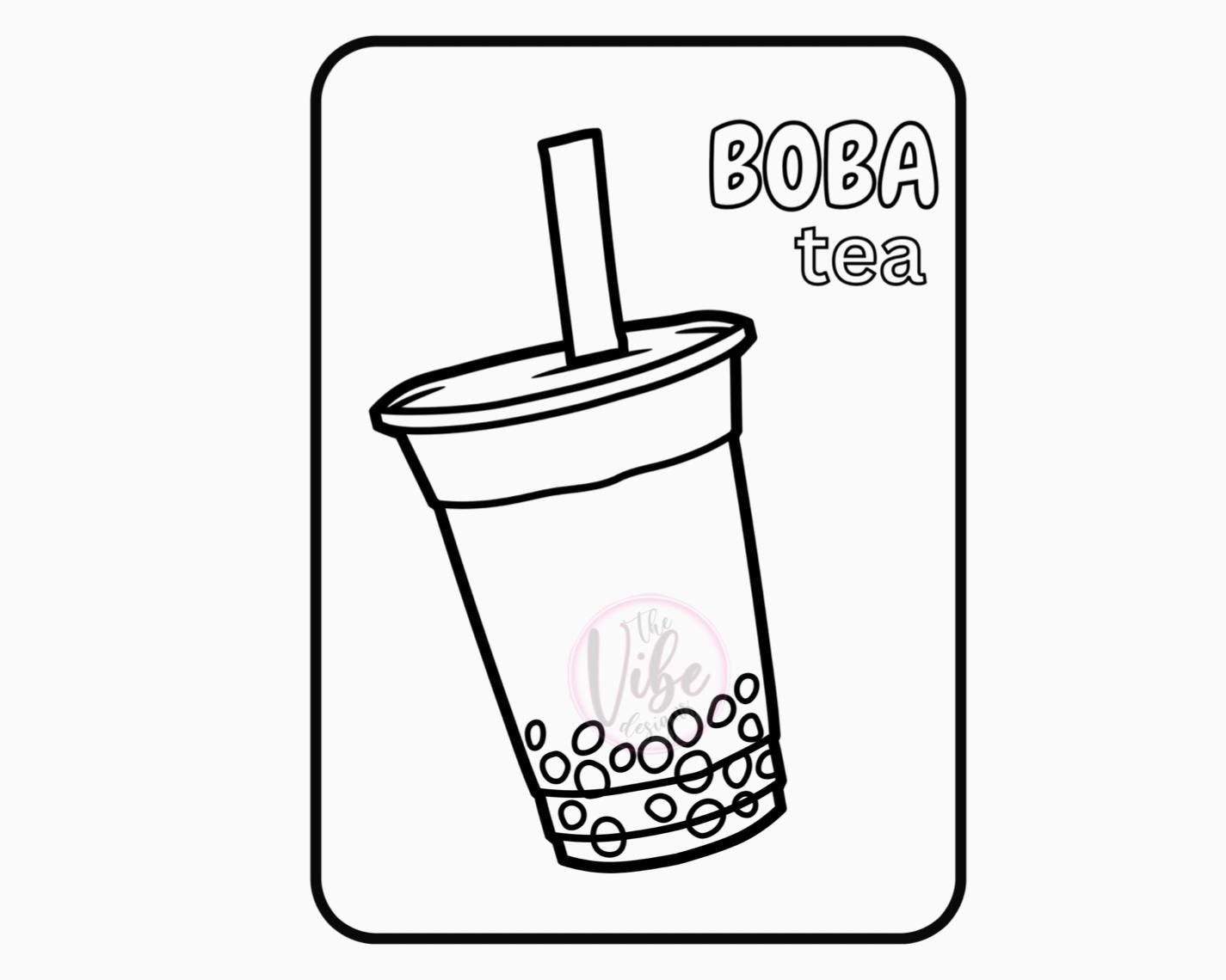 3 Printable Boba Tea Coloring Pages,boba Coloring Packet,adult Coloring ...