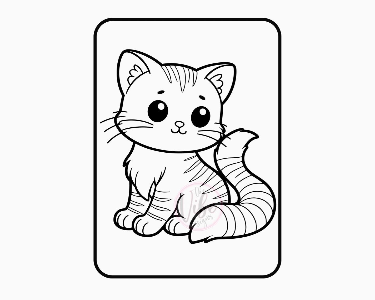 5 Printable Cat Coloring Pages,homeschool Coloring Packet,animal ...