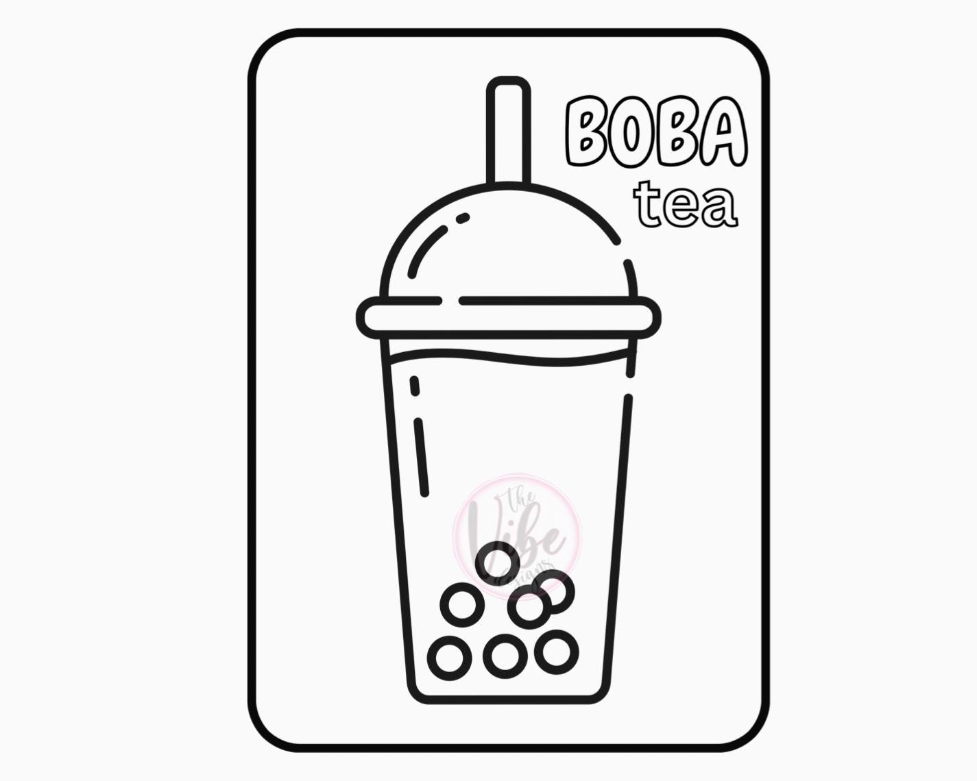 3 Printable Boba Tea Coloring Pages,boba Coloring Packet,adult Coloring ...