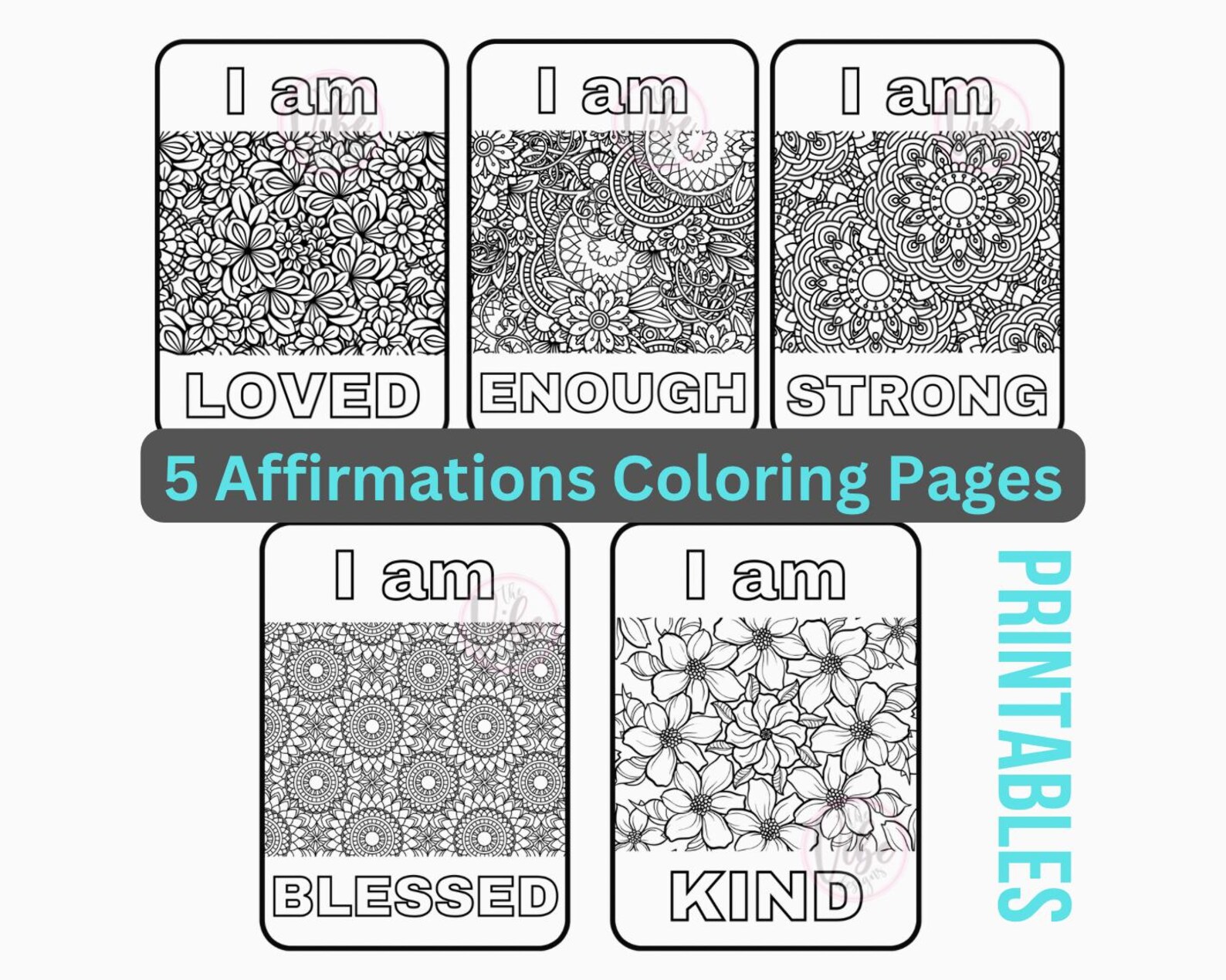 5 Printable Affirmations Coloring Pages,positive Affirmations Coloring ...
