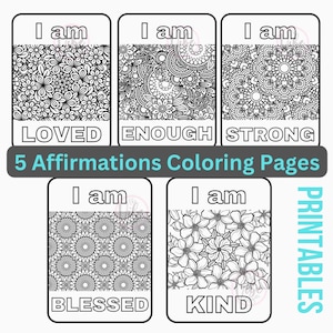 5 Printable Affirmations Coloring Pages,positive Affirmations Coloring ...