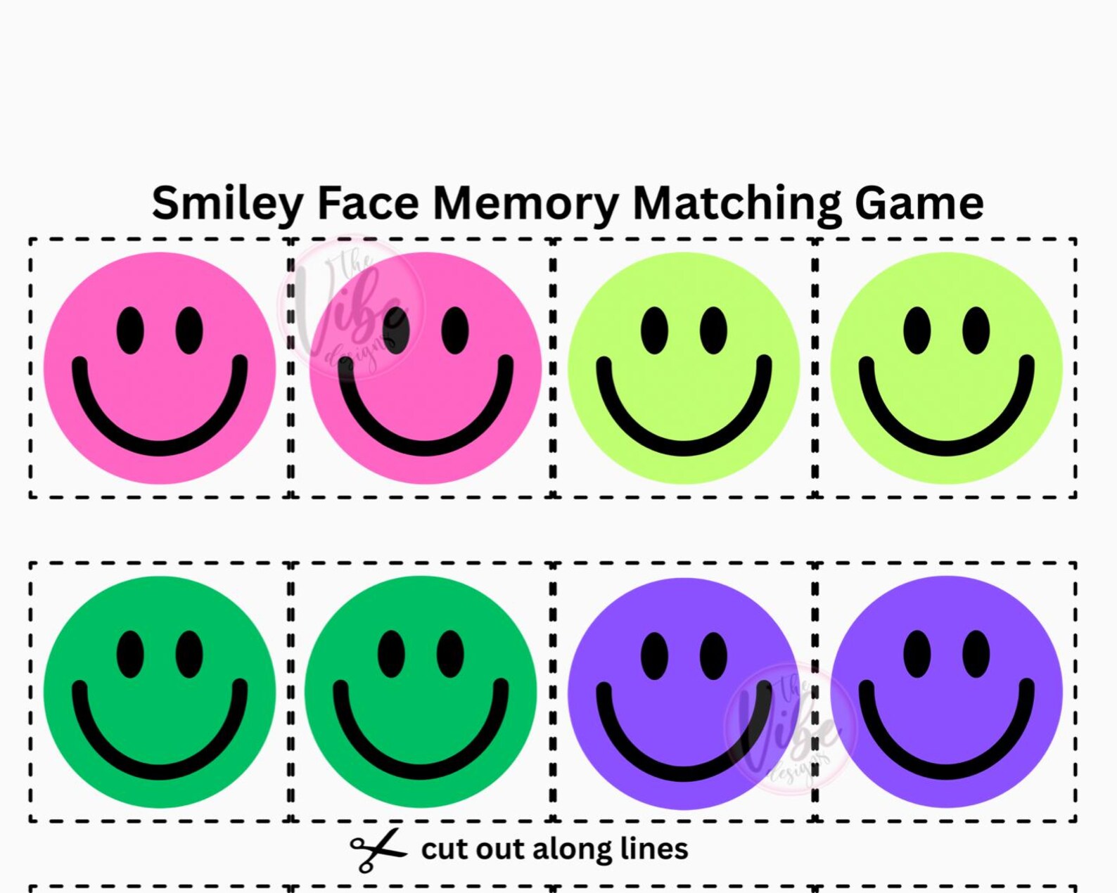 Matching Game for Kids, Smiley Face Matching Activity, Color Matching ...