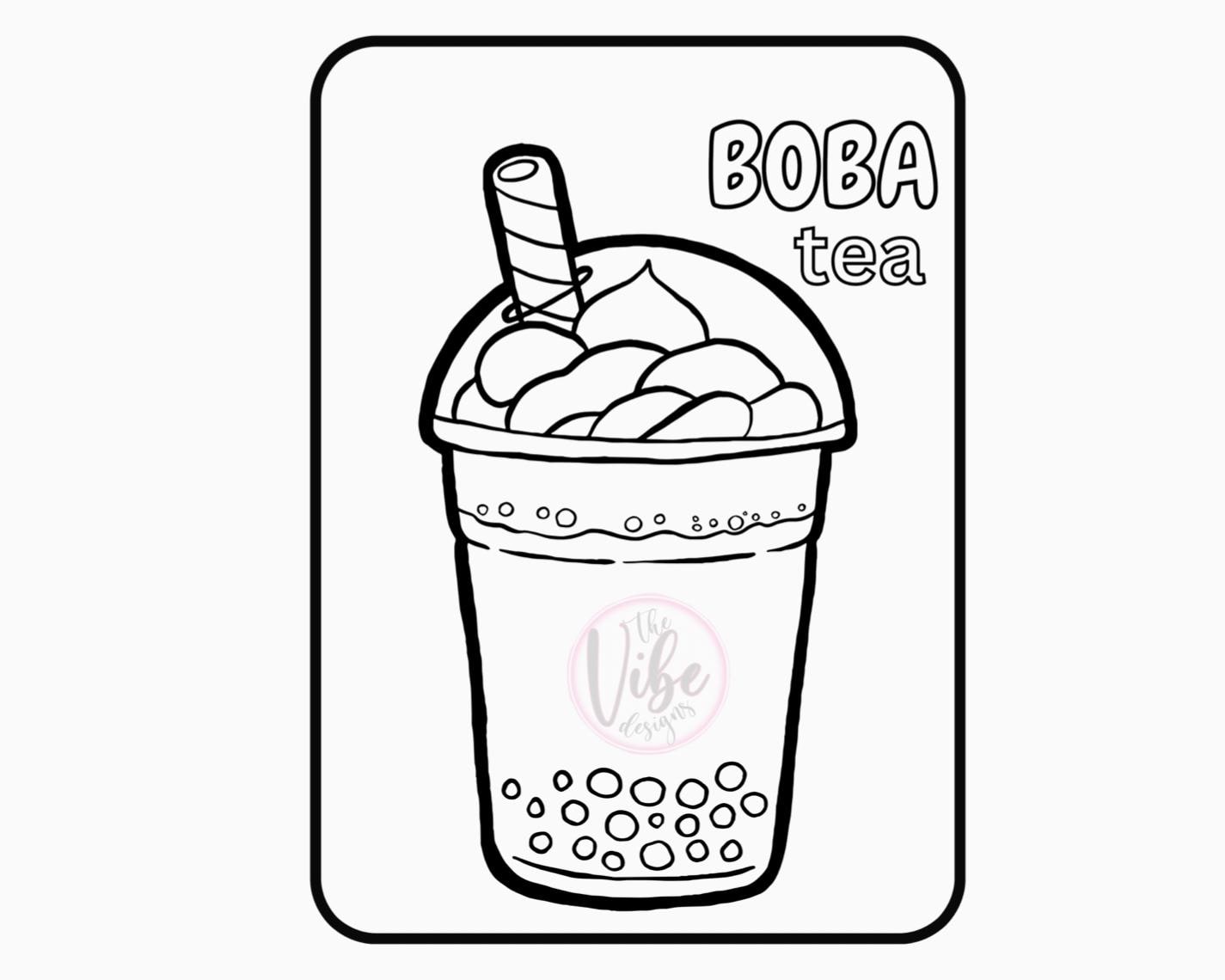 3 Printable Boba Tea Coloring Pages,boba Coloring Packet,adult Coloring ...
