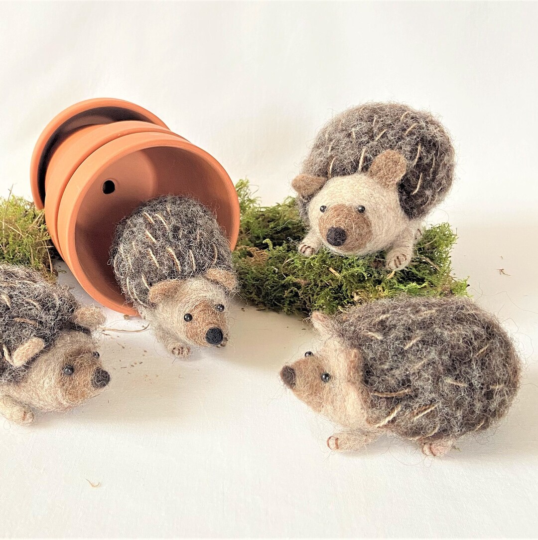Carded Wool Kit Needle Felted Hedgehog Family Needle Felting Kit ...