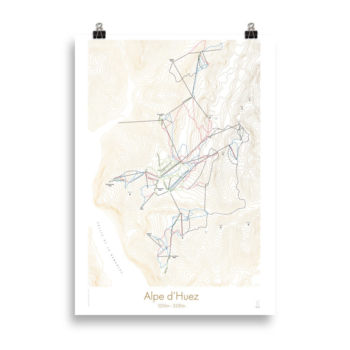 Alpe D'huez Ski Resort Map Minimalist Poster, French Alps | Topographic ...
