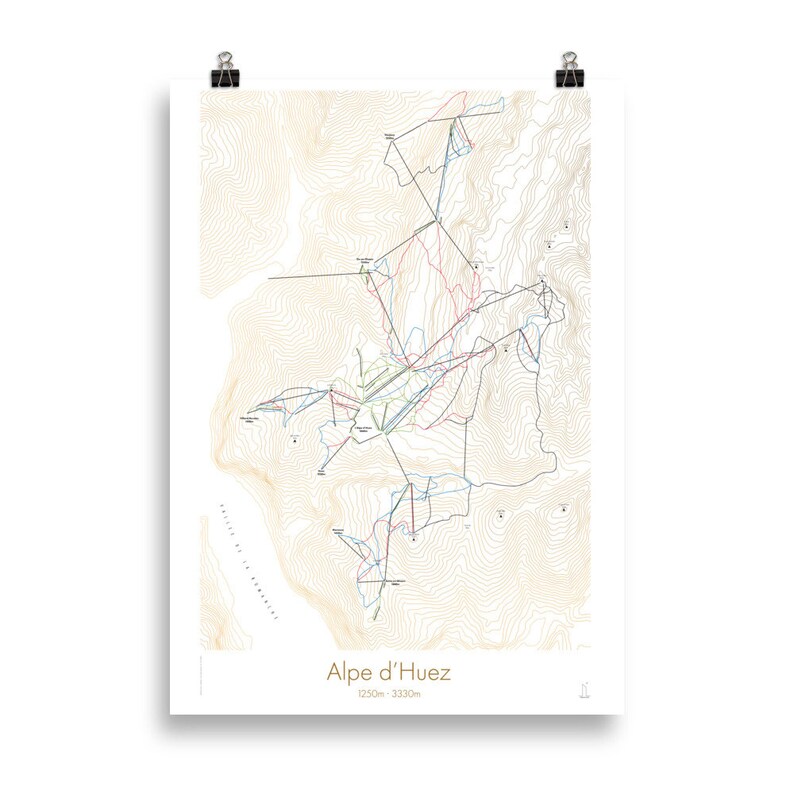 Alpe D'huez Ski Resort Map Minimalist Poster, French Alps | Topographic ...