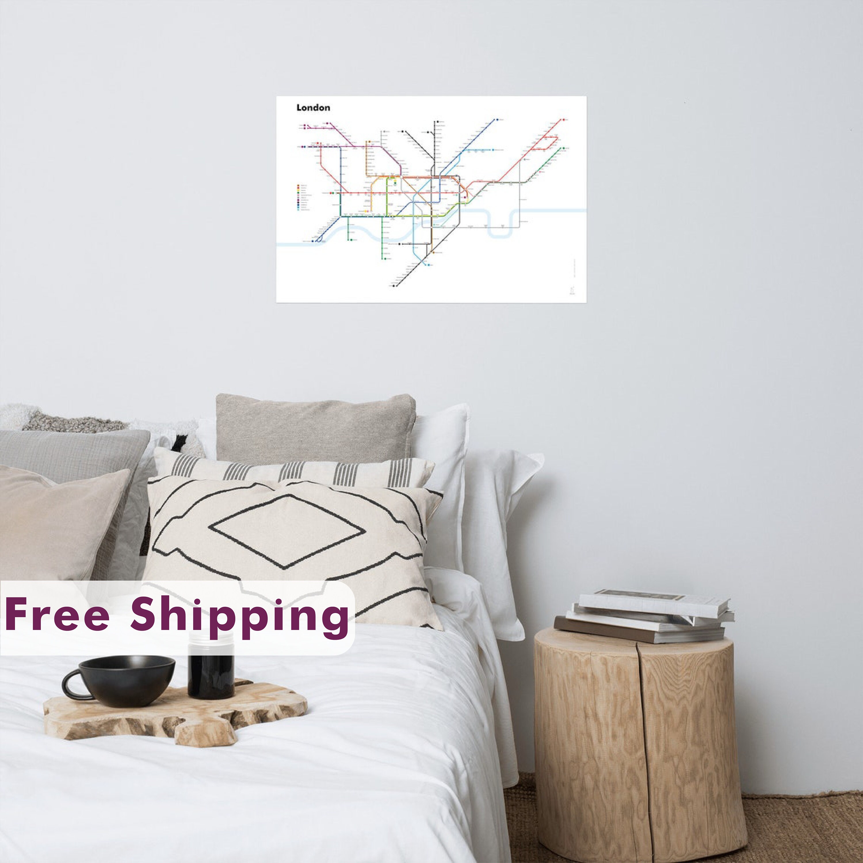 London Underground Map Poster (white Background) | Minimalist Design ...