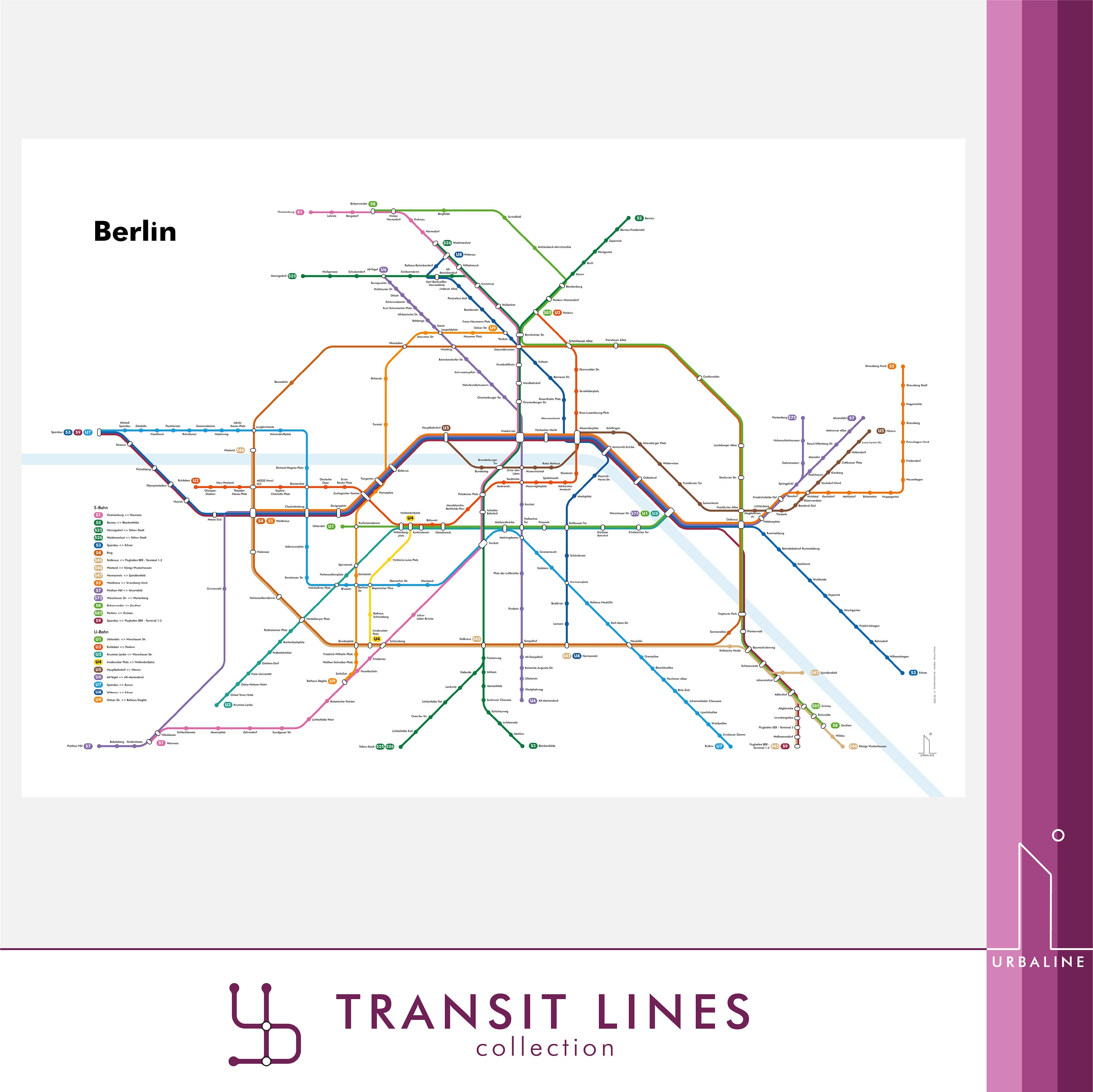 Berlin S-bahn/u-bahn Map Poster (white Background) | Minimalist Design ...