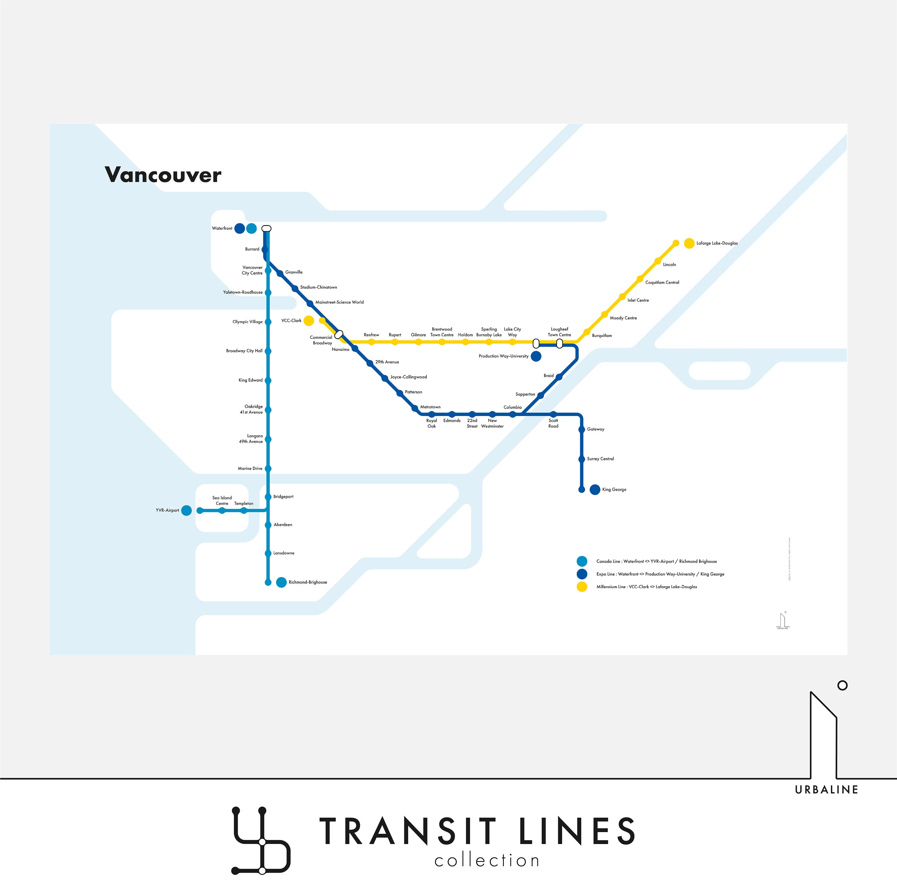 Vancouver Skytrain Map Poster (white Background) | Minimalist Design ...