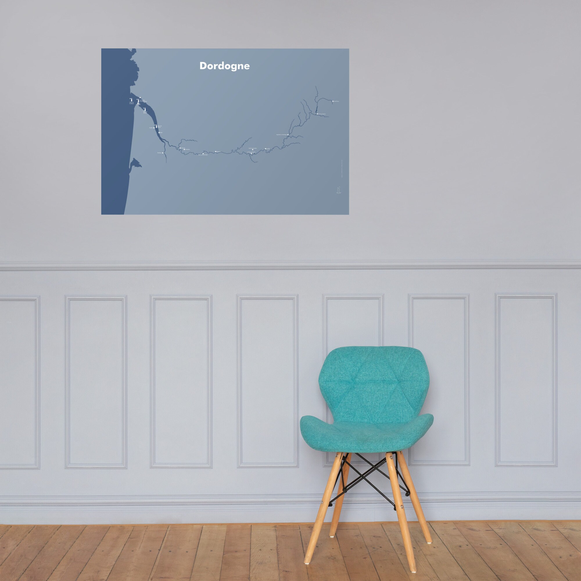 Dordogne River Map Poster | Minimalist Design | River Network | Wall ...