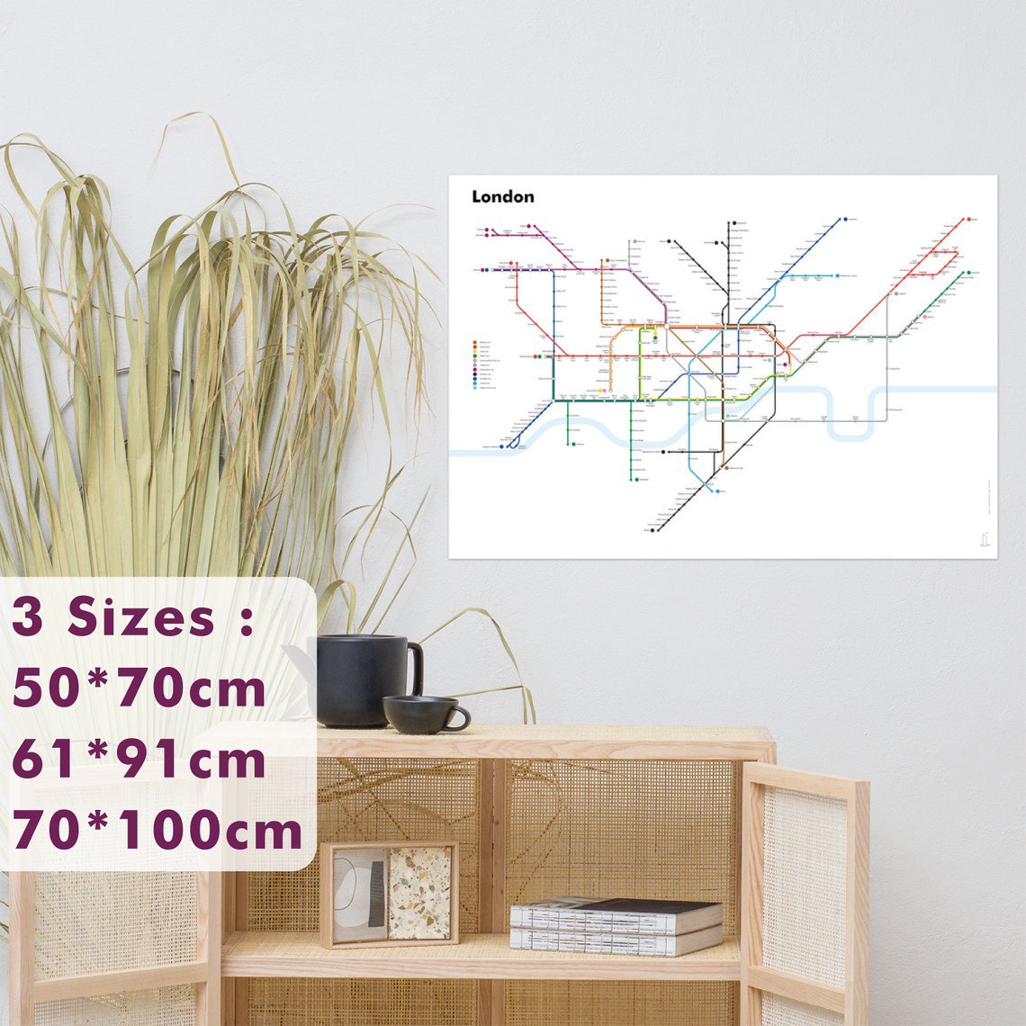 London Underground Map Poster (white Background) | Minimalist Design ...
