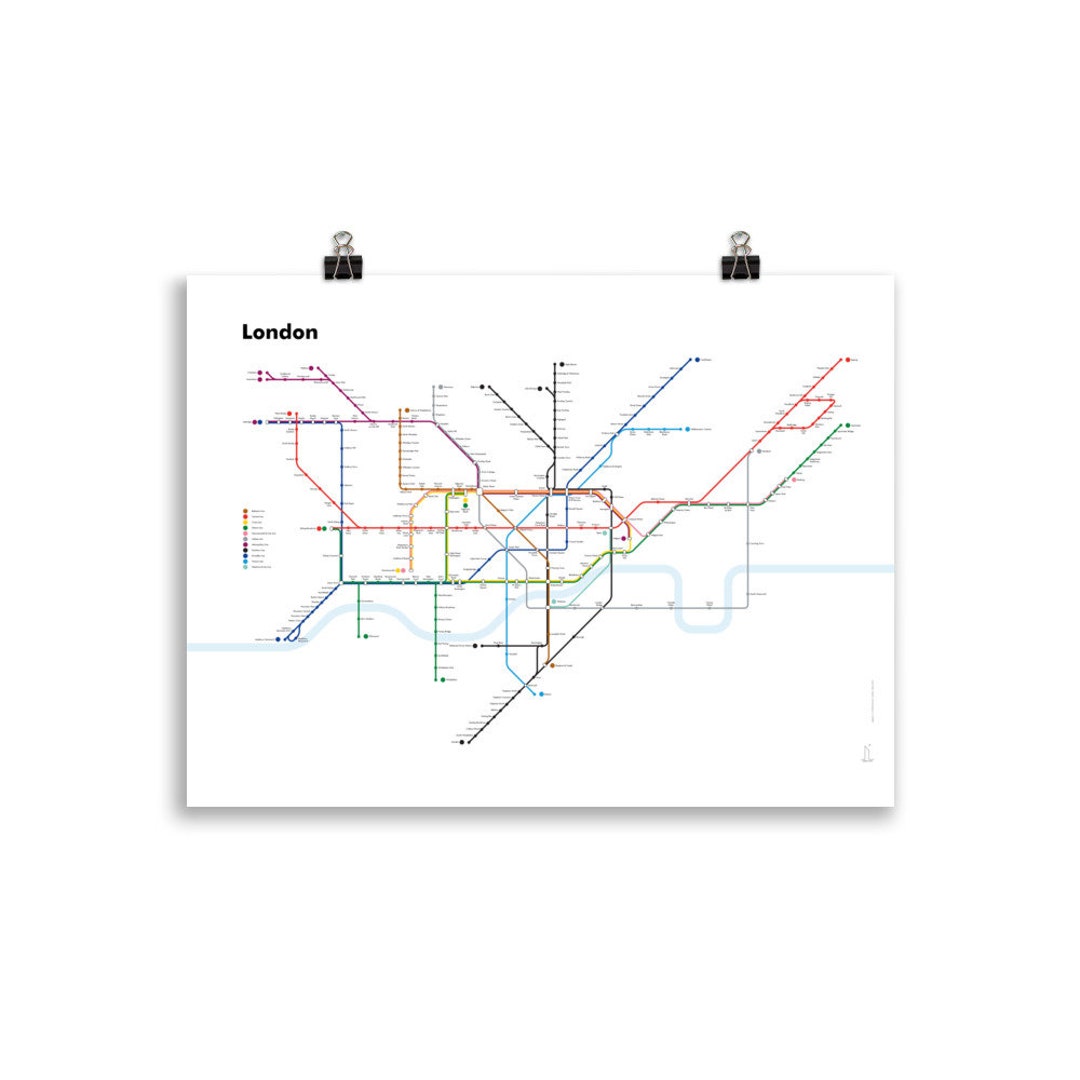 London Underground Map Poster (white Background) | Minimalist Design ...