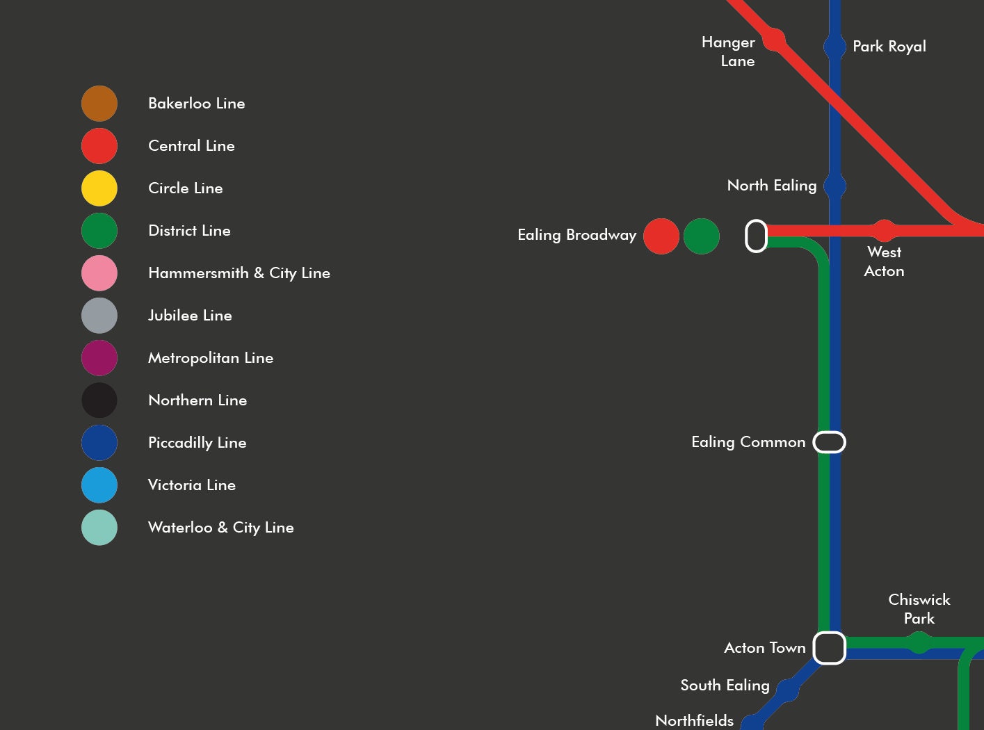 London Underground Map Poster (dark Background) | Minimalist Design ...