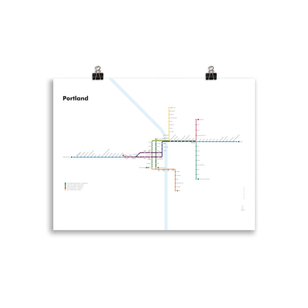 Portland MAX LRT Map Poster (white Background) | Minimalist Design ...