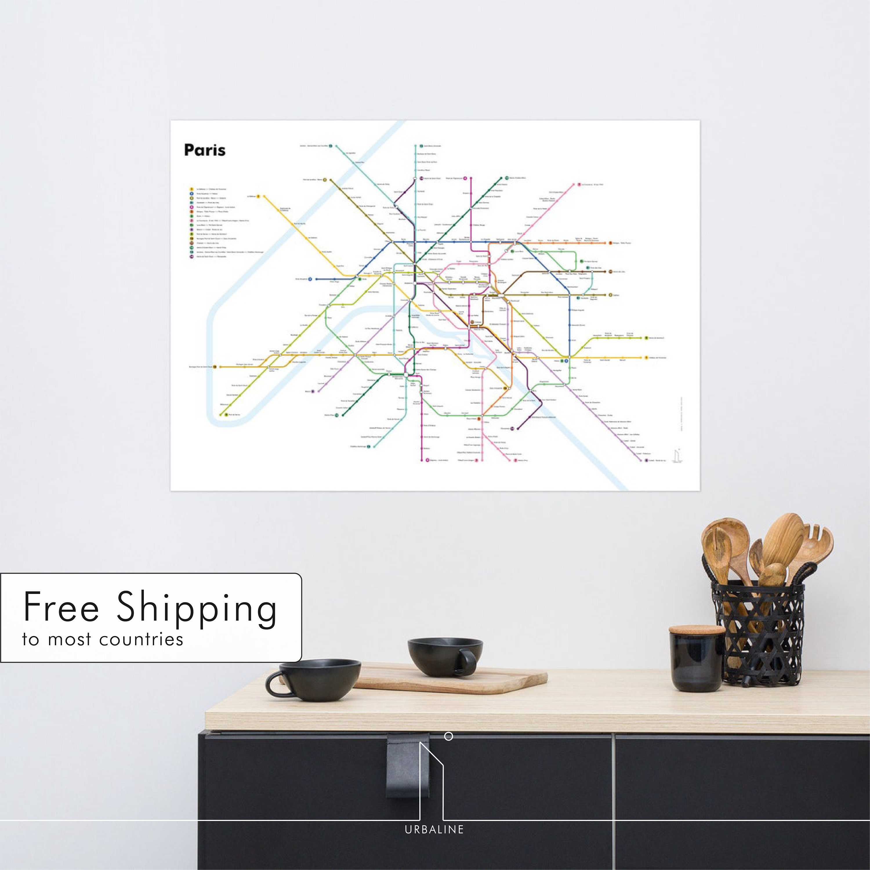 Paris Metro Map Poster (white Background) | Minimalist Design | Transit ...