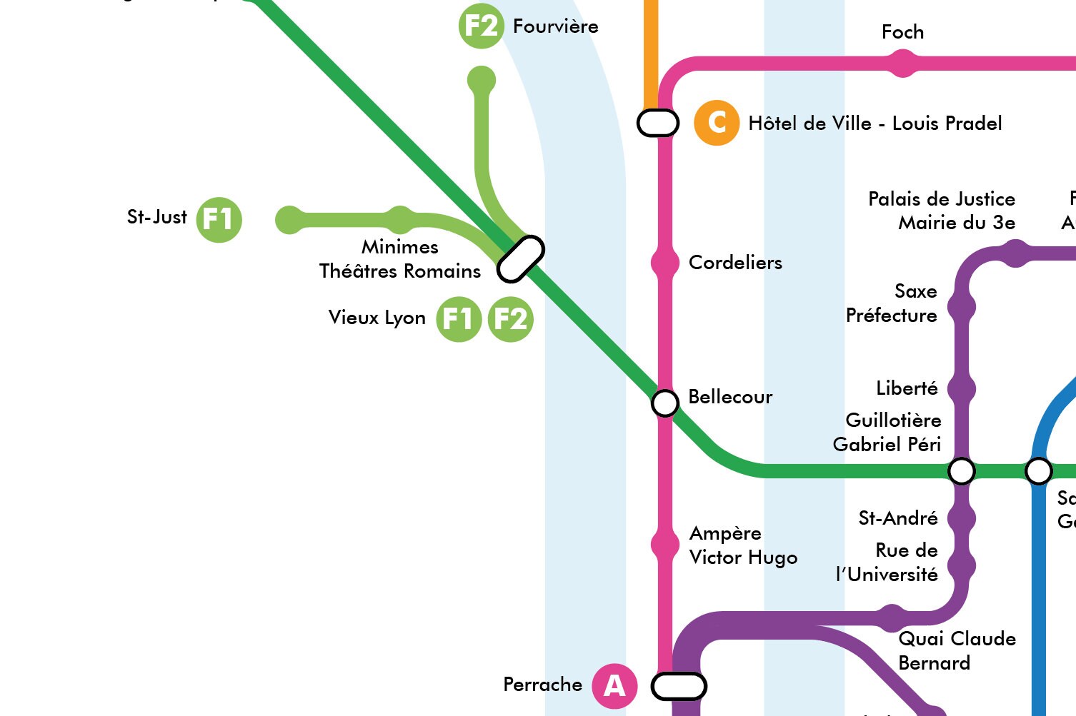 Lyon Metro / Tram Map Poster white Background Minimalist Design Transit ...