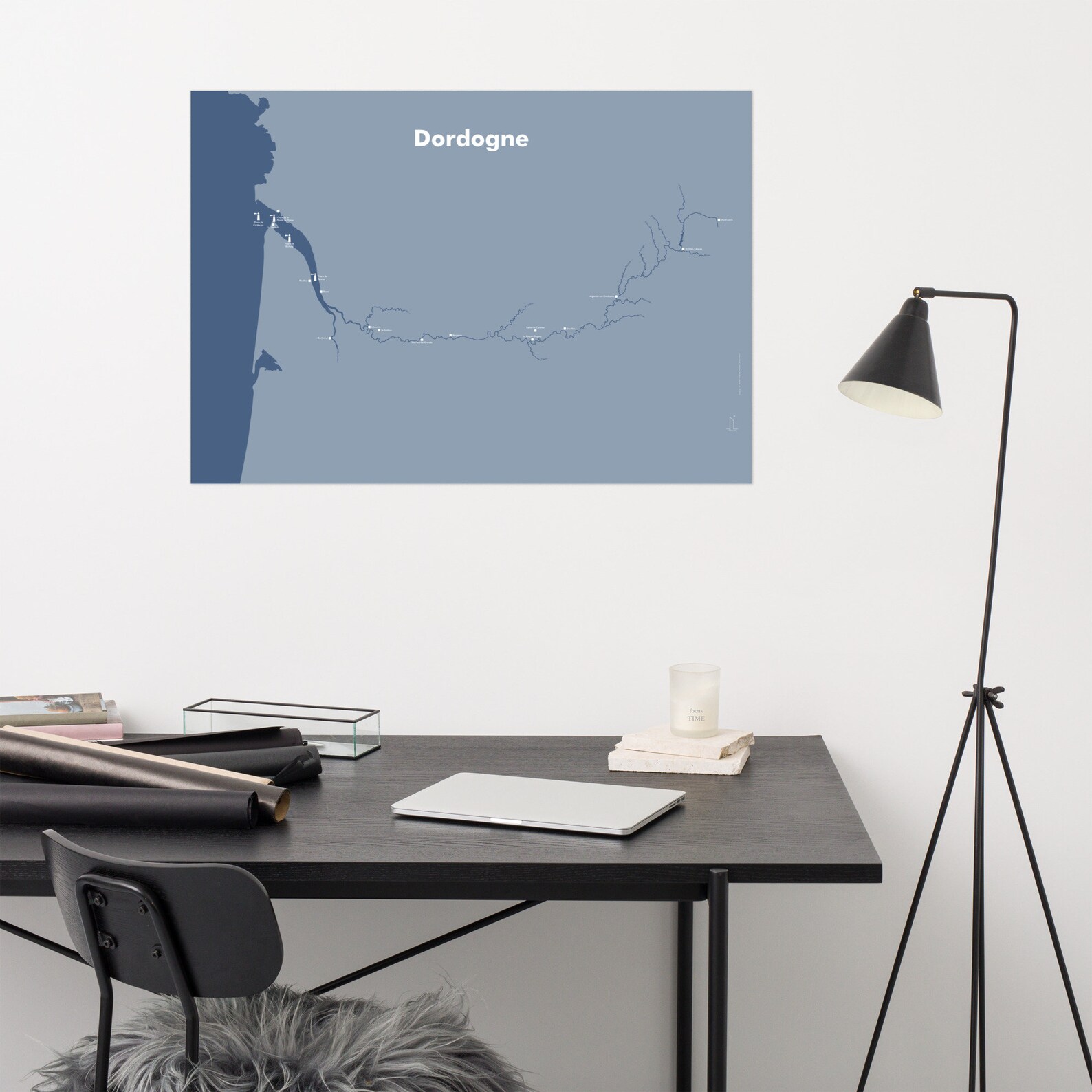 Dordogne River Map Poster | Minimalist Design | River Network | Wall ...