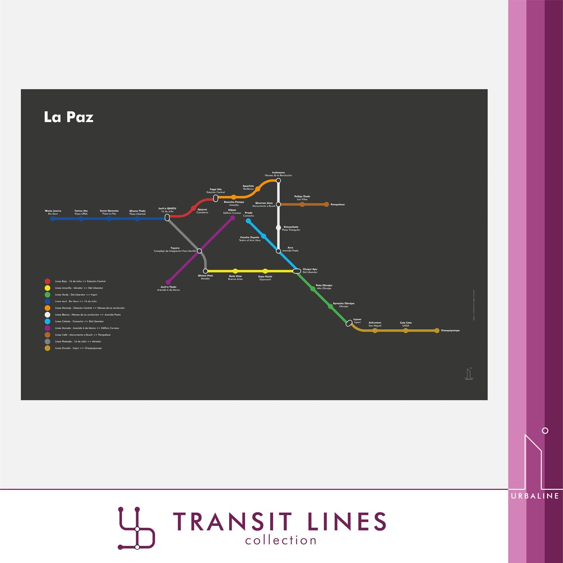 La Paz Gondola-el Teleferico Map Poster (white Background) | Minimalist ...