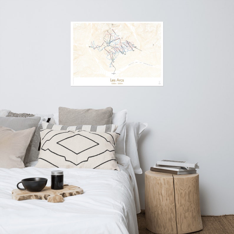 Les Arcs Ski Resort Map Minimalist Poster, Paradiski, French Alps ...
