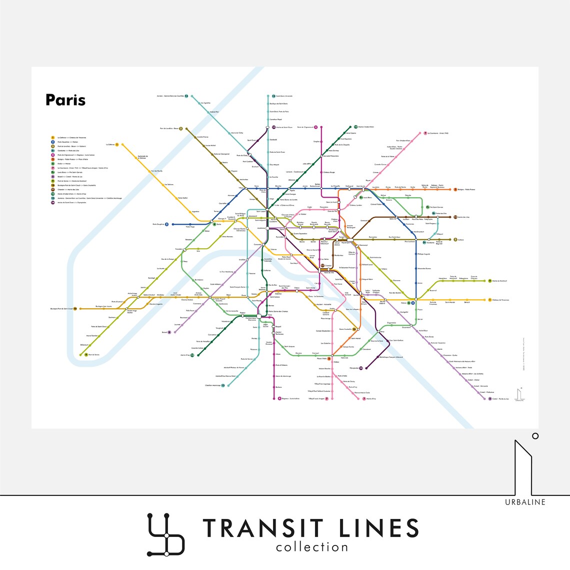 Paris Metro Map Poster (white Background) | Minimalist Design | Transit ...