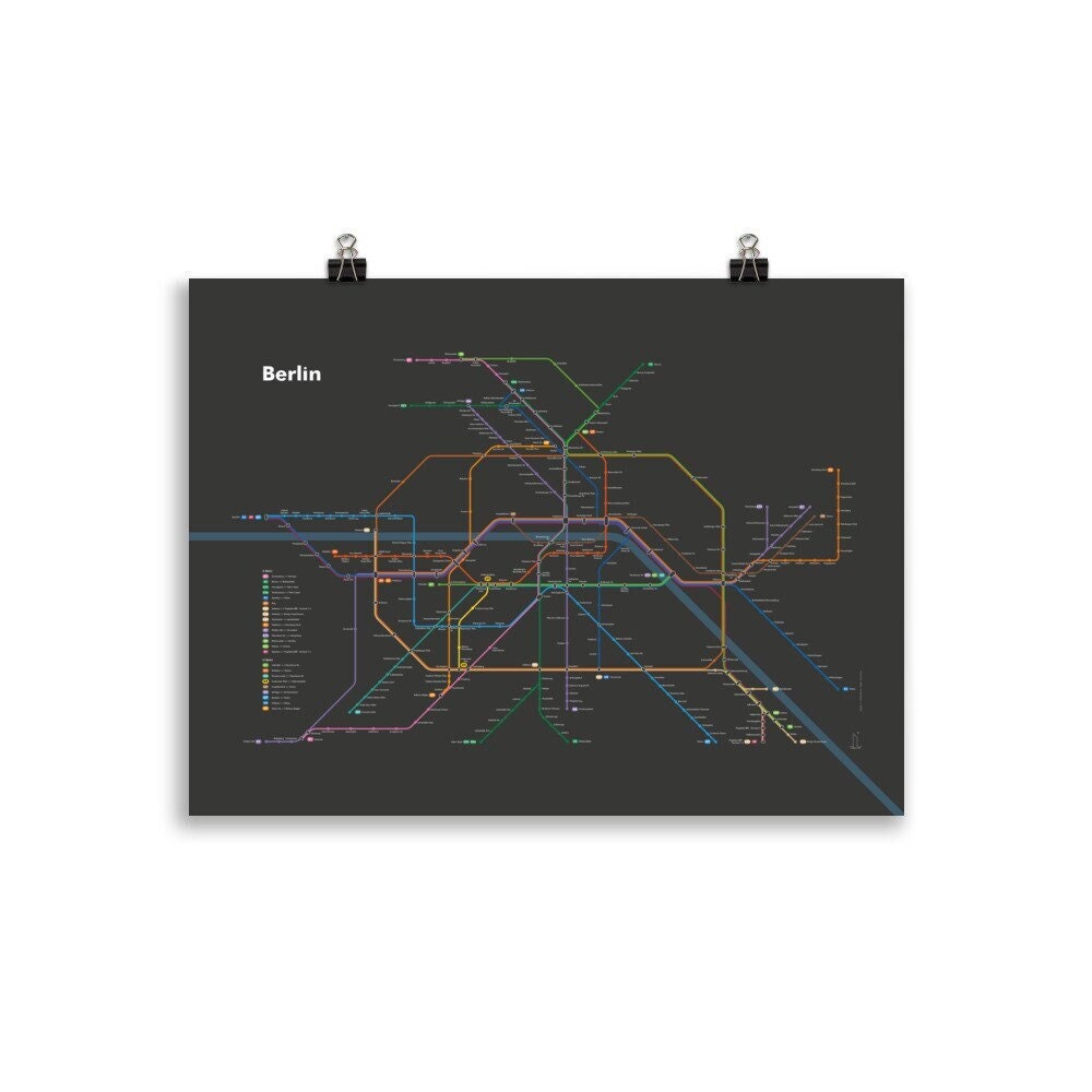 Berlin S-bahn/u-bahn Map Poster (dark Background) | Minimalist Design ...