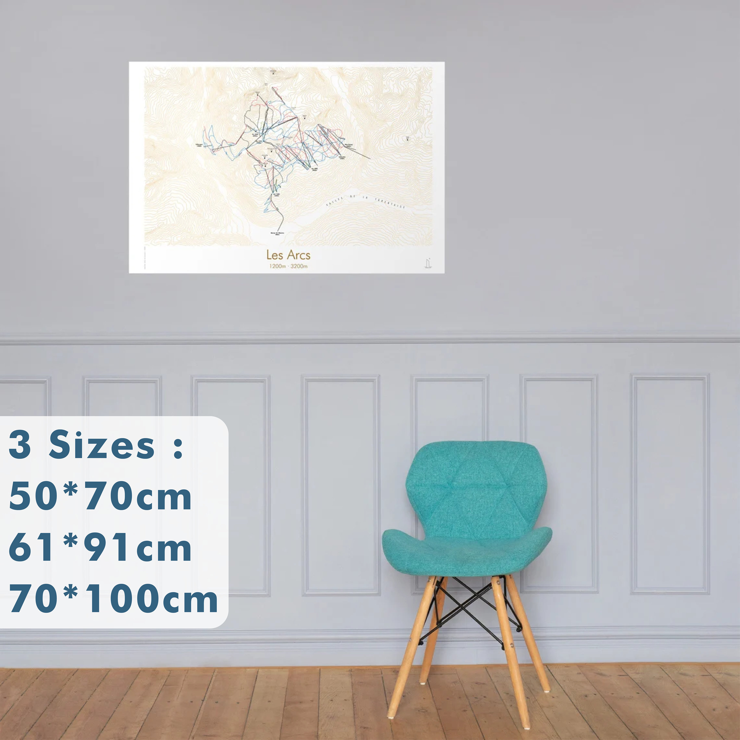 Les Arcs Ski Resort Map Minimalist Poster, Paradiski, French Alps ...