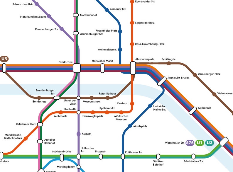 Berlin S-bahn/u-bahn Map Poster (white Background) | Minimalist Design ...