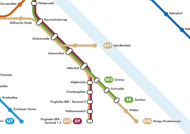 Berlin S-bahn/u-bahn Map Poster (white Background) | Minimalist Design ...